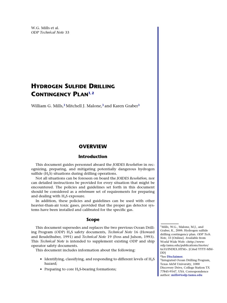 H2S Contingency Plan | PDF | Drilling Rig | Valve