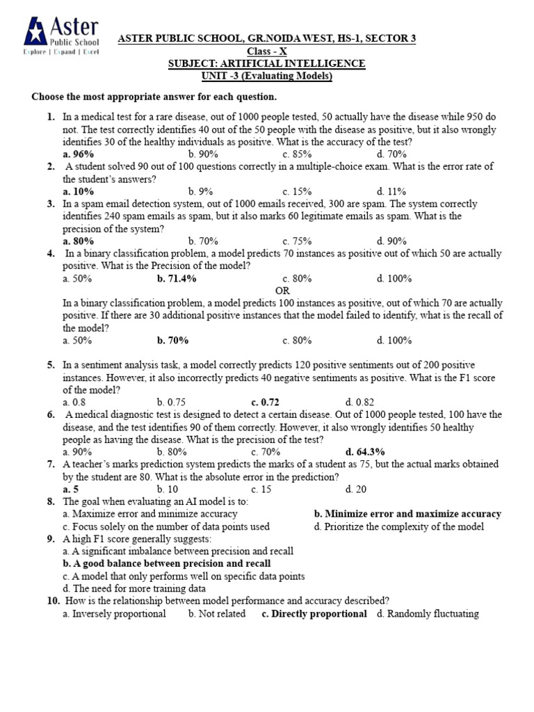 Evaluating AI Models for Class 10 | PDF | Accuracy And Precision ...