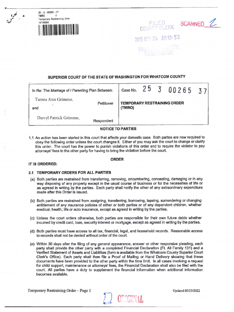 Temporary Restraining Order | PDF