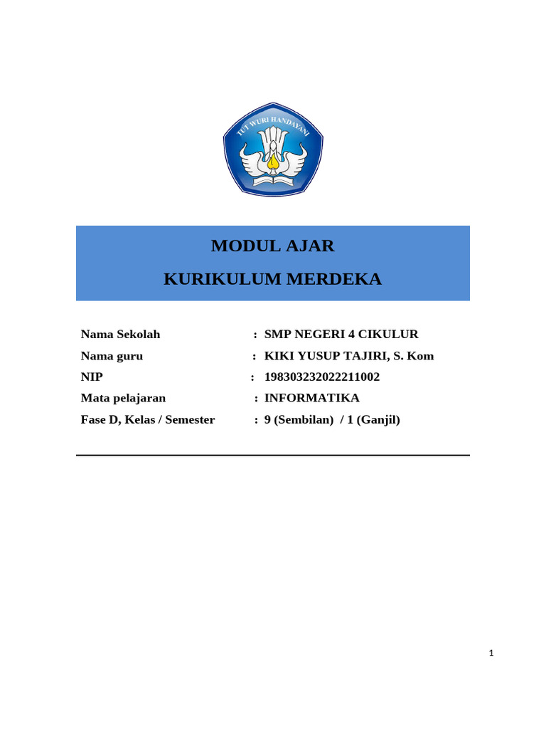 Modul Informatika KLS 9 | PDF