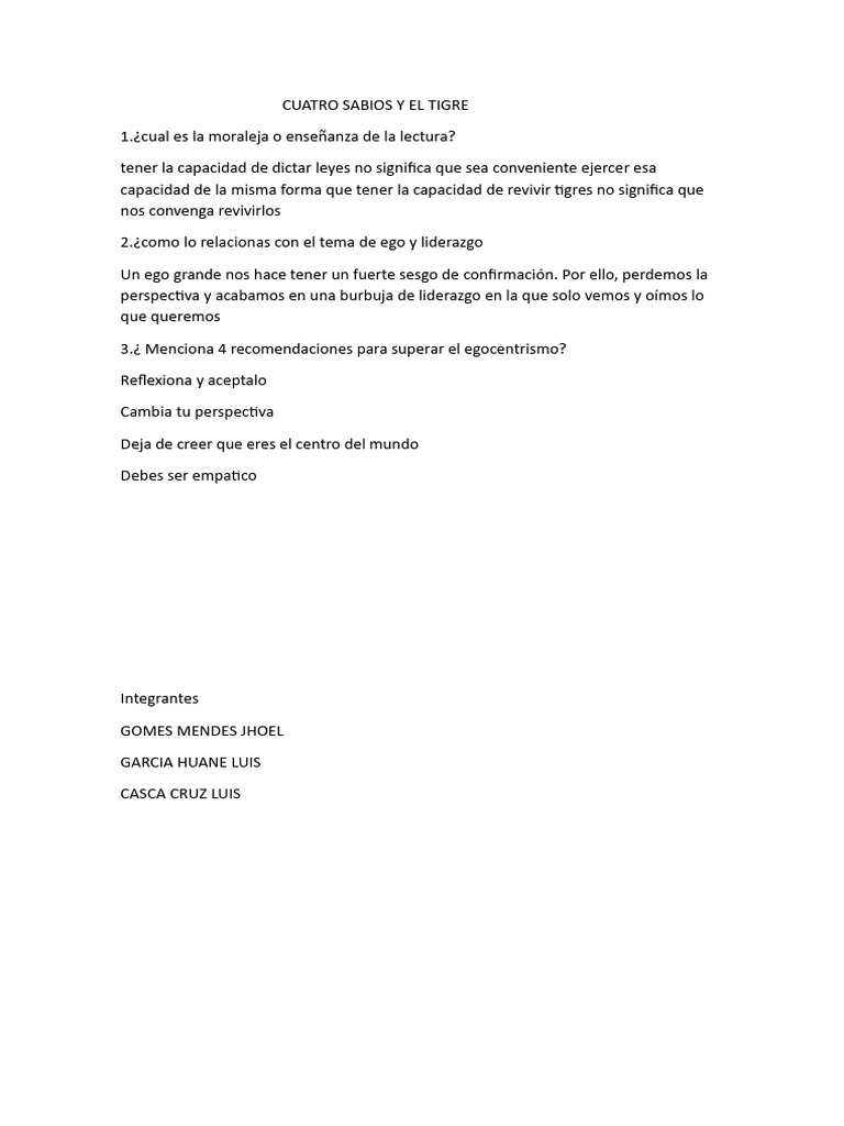 Cuatro Sabios y El Tigre | PDF