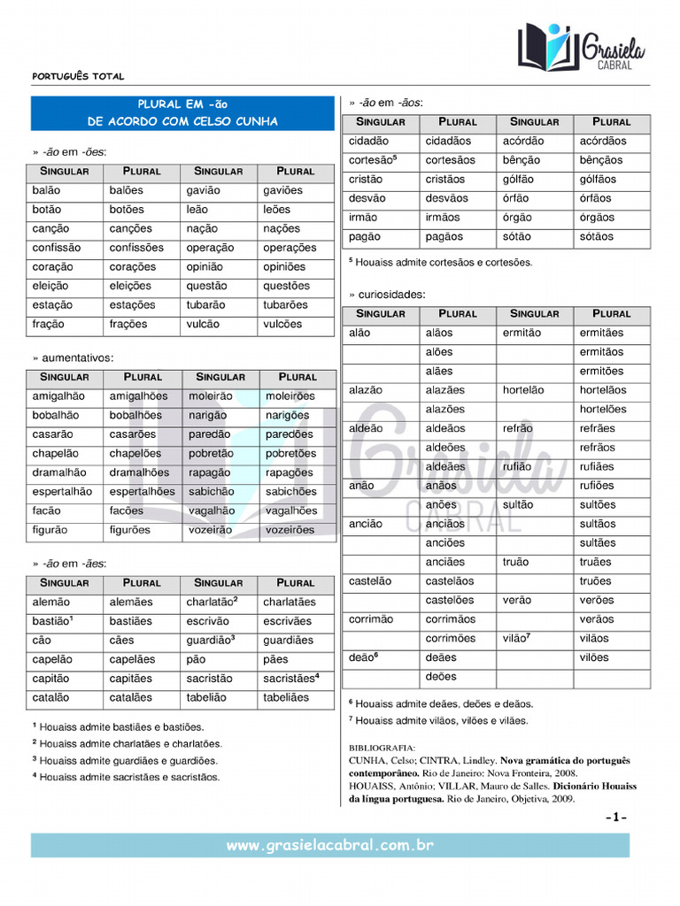 Substantivo - Plural em - Ão - Lista Extra | PDF