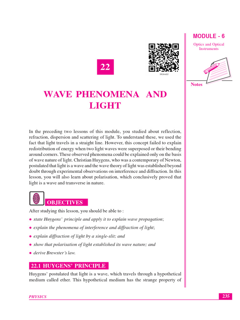 312 Physics Eng Lesson22 | PDF | Diffraction | Optics