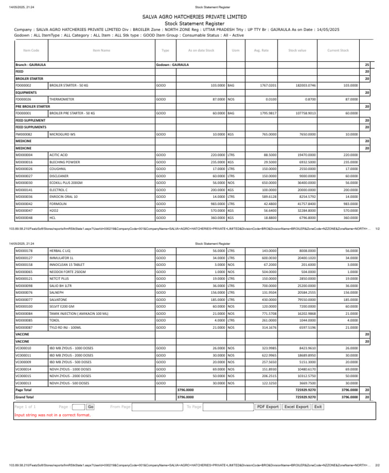 Stock Statement Register | PDF