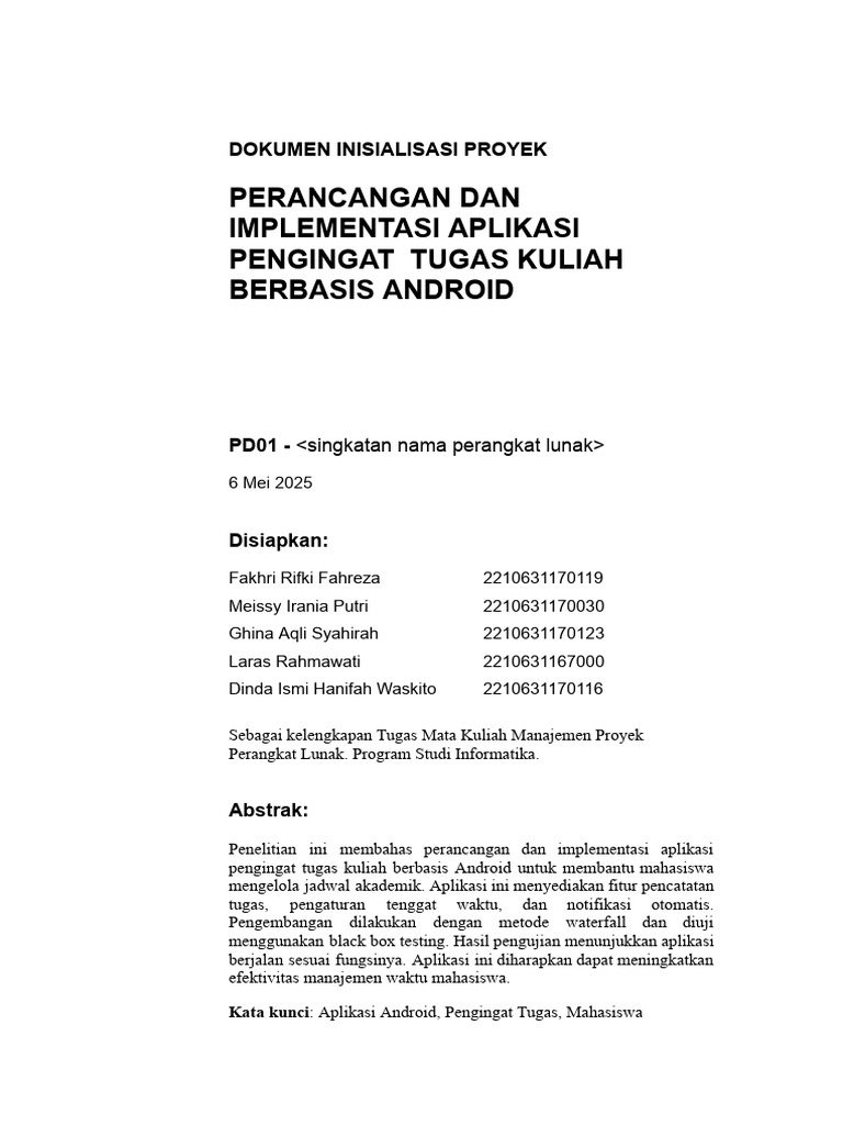 Perancangan Dan Implementasi Aplikasi Pengingat Tugas Kuliah Berbasis ...