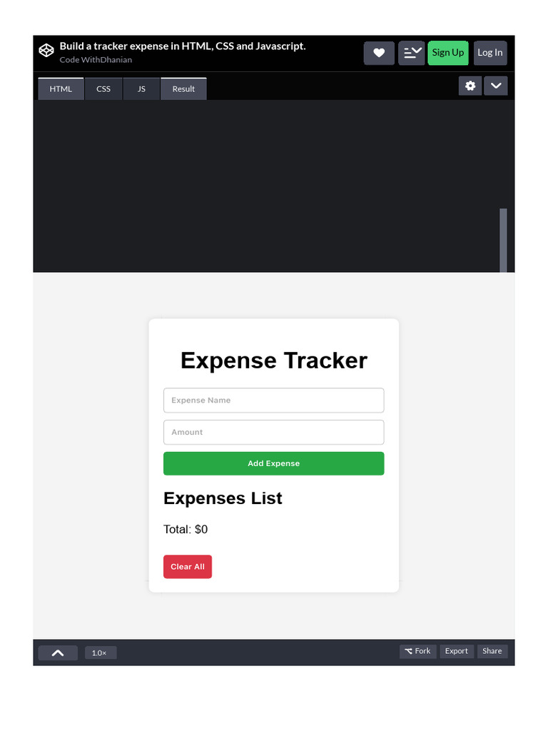 Build a Tracker Expense in HTML, CSS and Javascript. | PDF