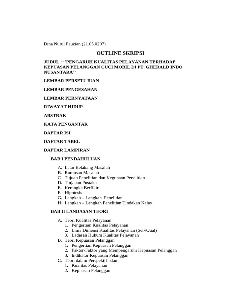OUTLINE Skripsi Dina | PDF