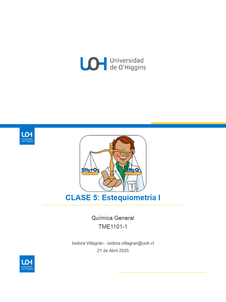 Clase 5 Estequiometr A I | PDF | Estequiometría | Química