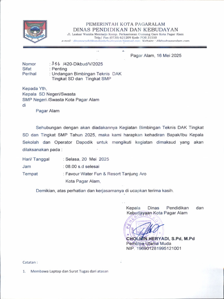 Undangan Bimtek Dak | PDF