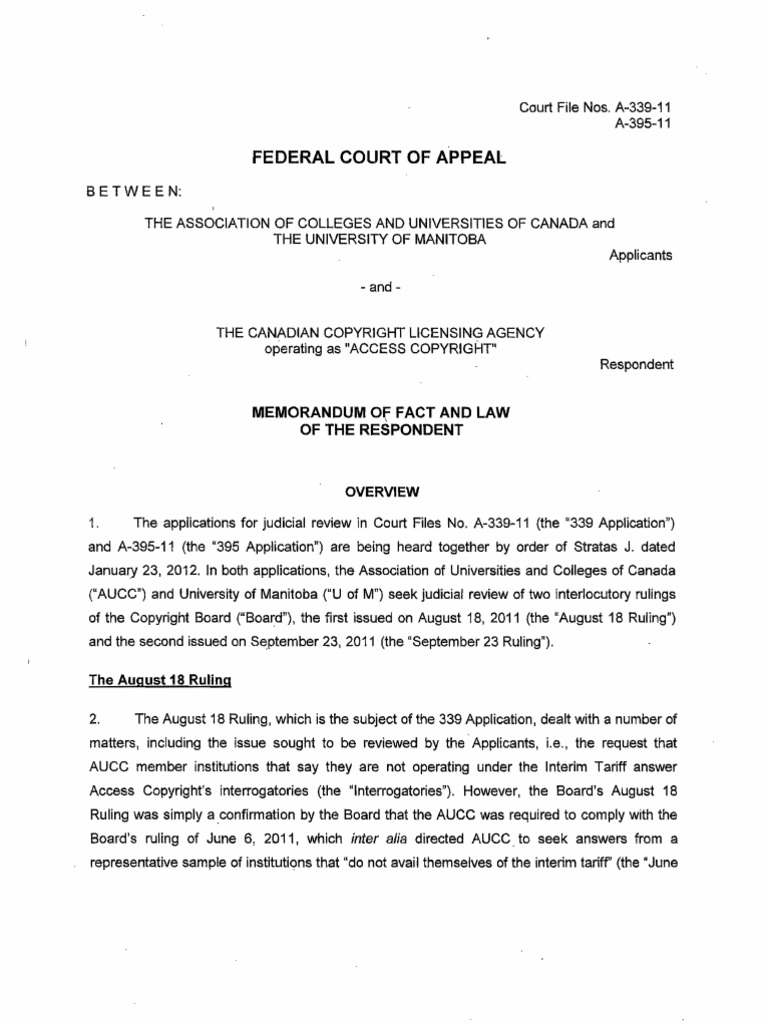 02 Memorandum of Fact and Law of The Respondent 16-02-12 | PDF ...
