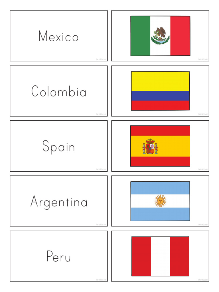 Hispanic Heritage Month Flag Matching Cards | PDF