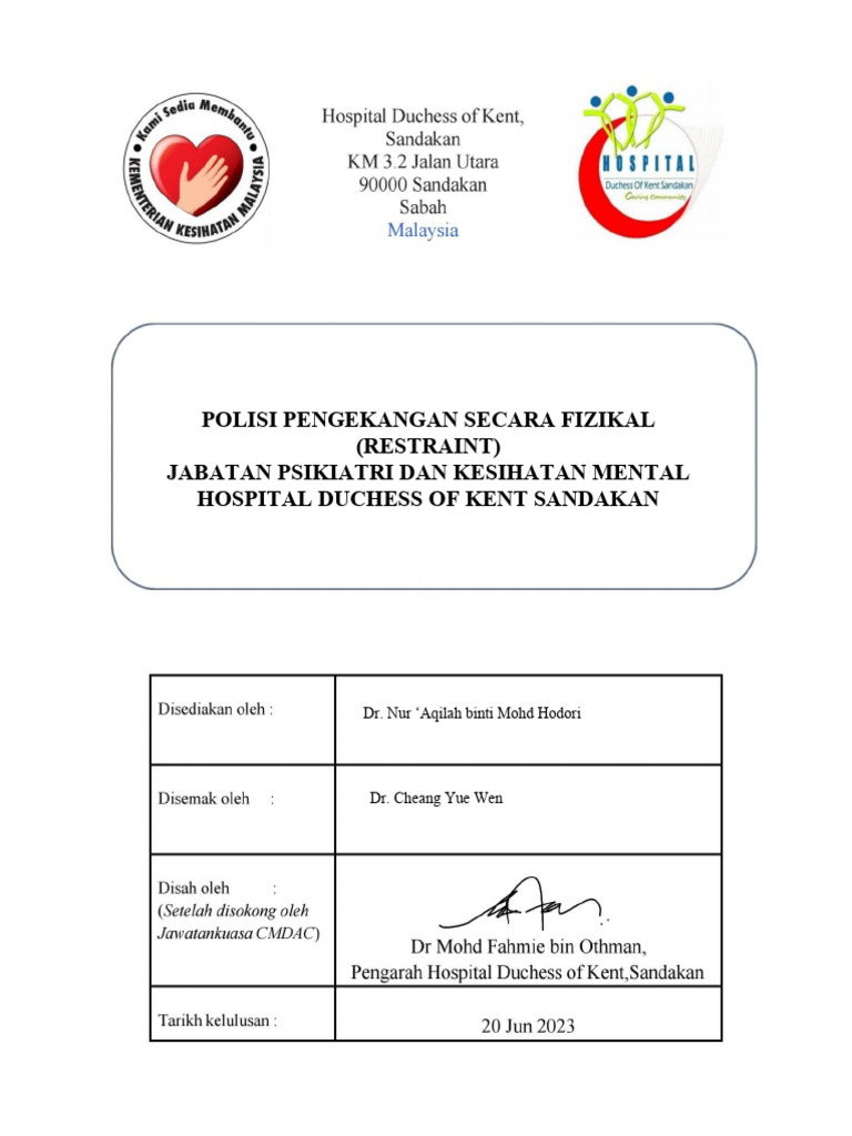 Polisi Pengekangan Pesakit Fizikal | PDF