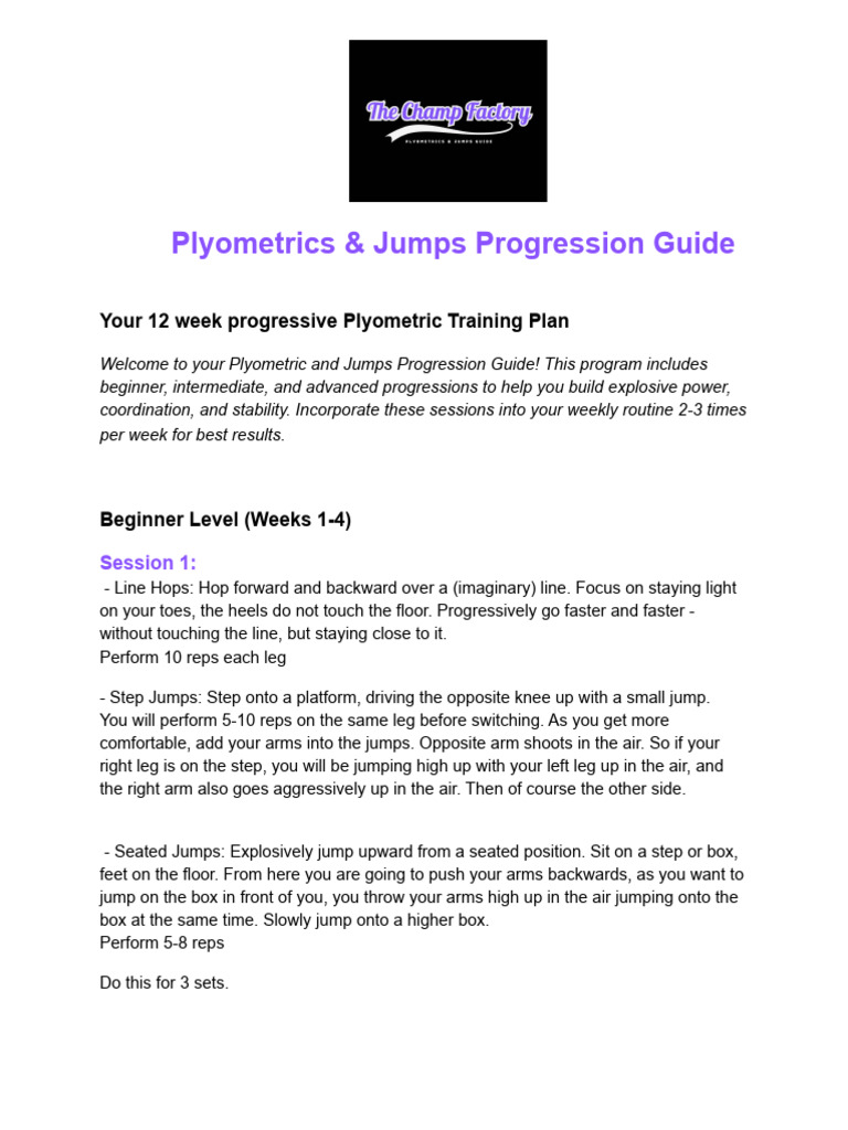 Plyometrics & Jumps Progression Guide Coach Nath | PDF