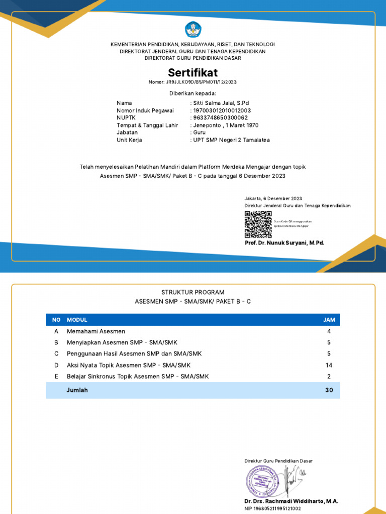 Certificate ASESMEN SMP | PDF