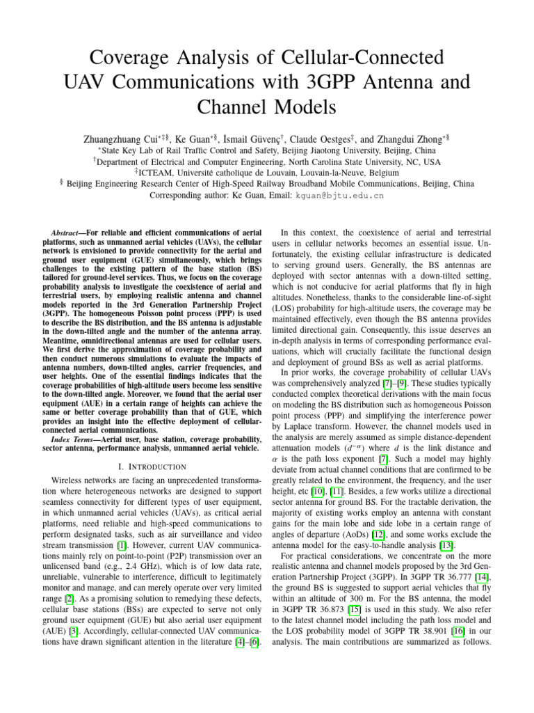 Coverage Analysis of Cellular-Connected UAV Communications With 3GPP ...