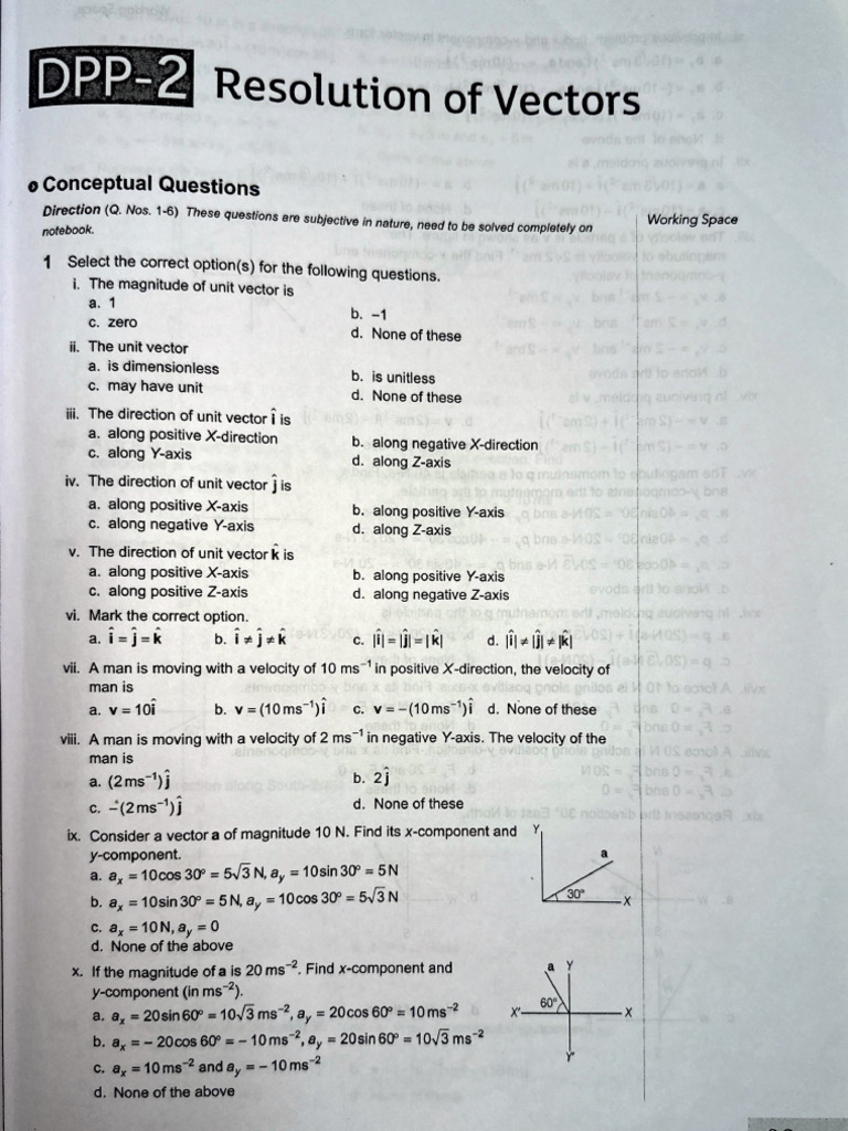Practice Problems On Resolution of Vectors | PDF | Euclidean Vector | Force