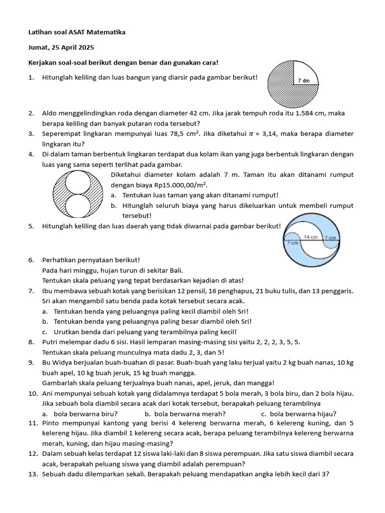 Latihan Soal ASAT Matematika | PDF