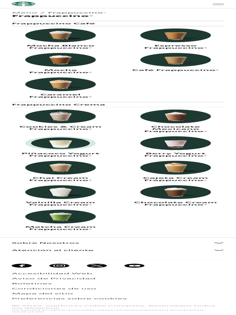 Menú Starbucks | PDF