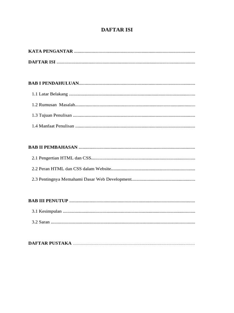 CONTOH DAFTAR ISI | PDF