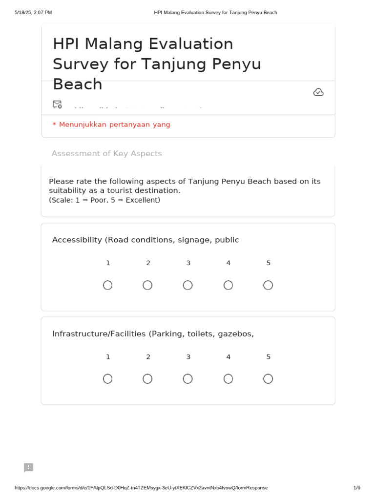 HPI Malang Evaluation Survey For Tanjung Penyu Beach 2 | PDF