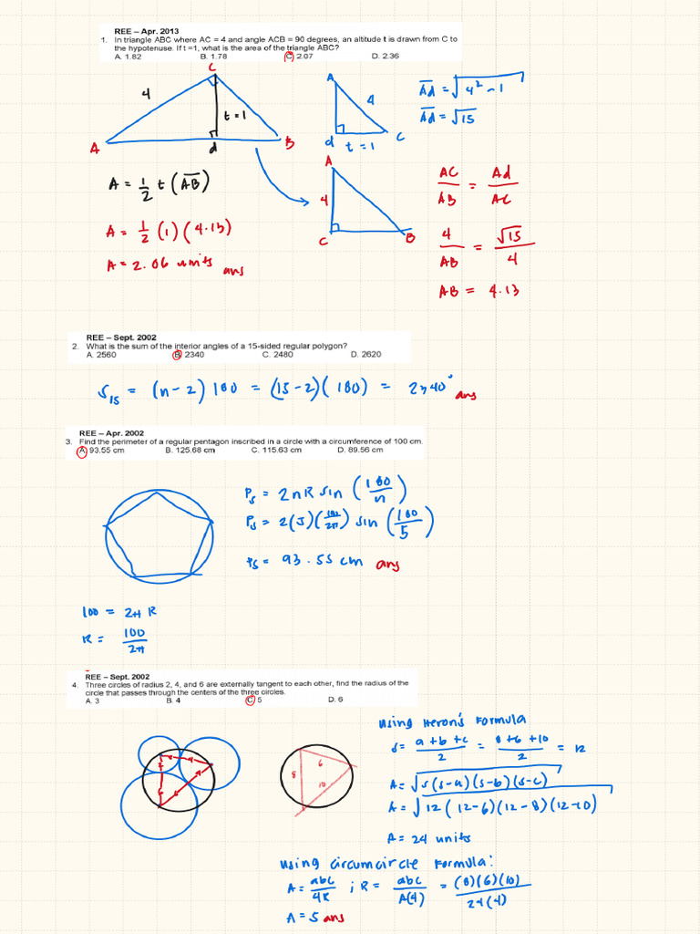 Plane and Solid Geometry Calculations | PDF