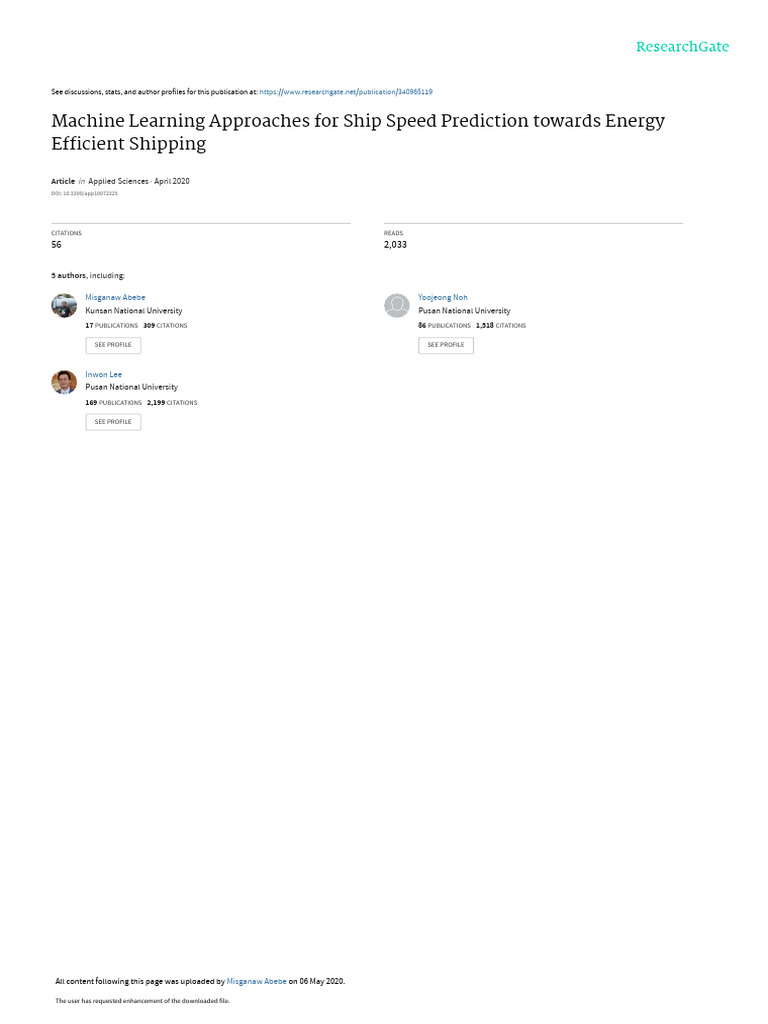Machine Learning Approaches For Ship Speed Prediction Towards Energy