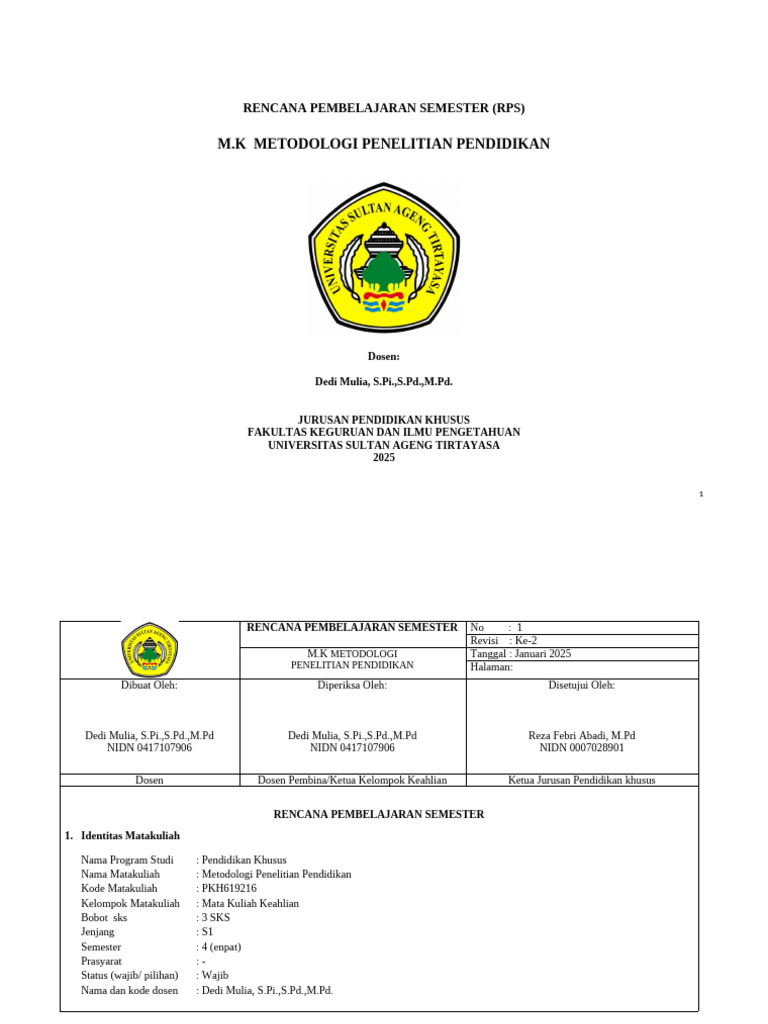 RPS Metodologi Penelitian 2025 6 Kelompok | PDF