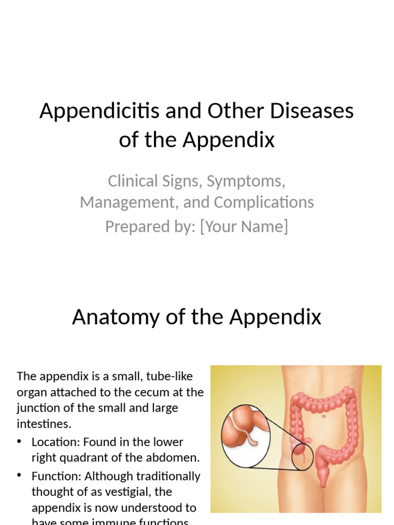 Appendicitis Detailed Presentation | PDF | Diseases And Disorders | Medical Specialties