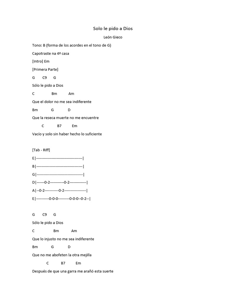 Solo Le Pido A Dios | PDF