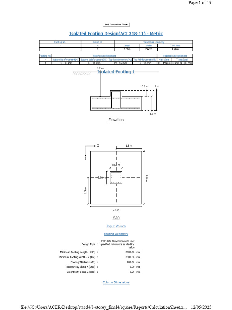 Solayao Staad - Foundation4 | PDF | Structural Load | Building Engineering
