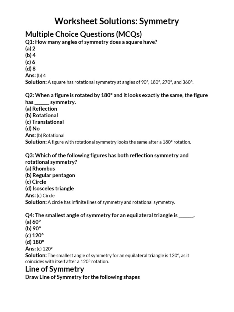 File - Math-Worksheet Solutions9. Symmetry Solutions | PDF | Symmetry ...