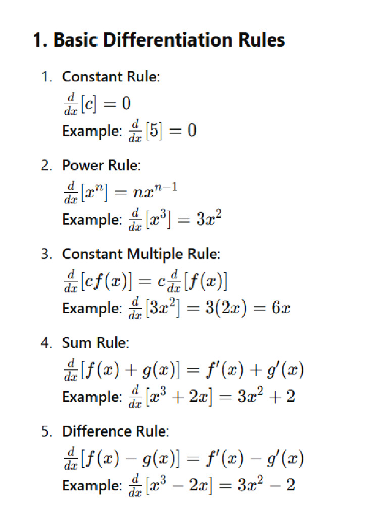 Differential 33 Formulas With Example | PDF
