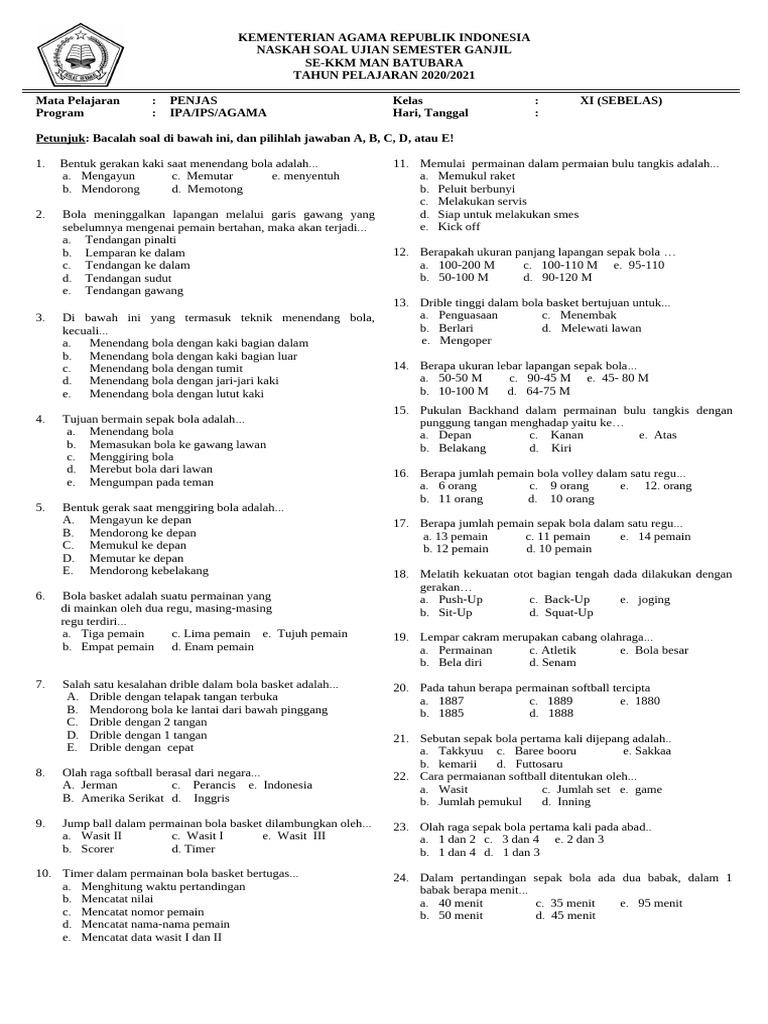 PENJAS KELAS XI | PDF
