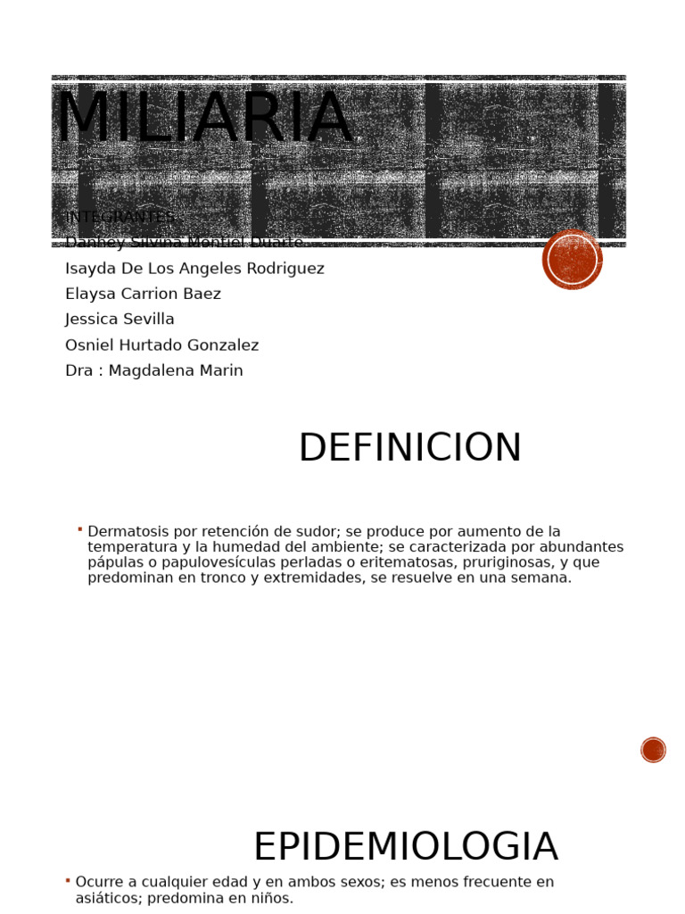 Miliaria: Dermatosis por Sudoración | PDF