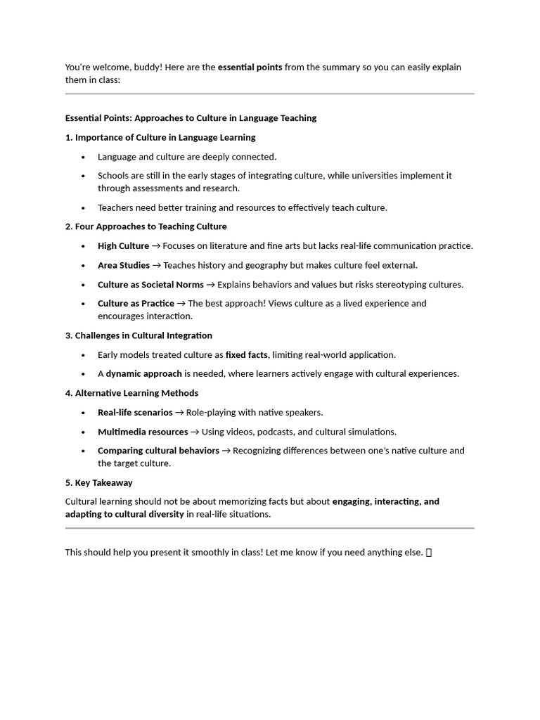 Approaches to Culture in Language Teaching | PDF