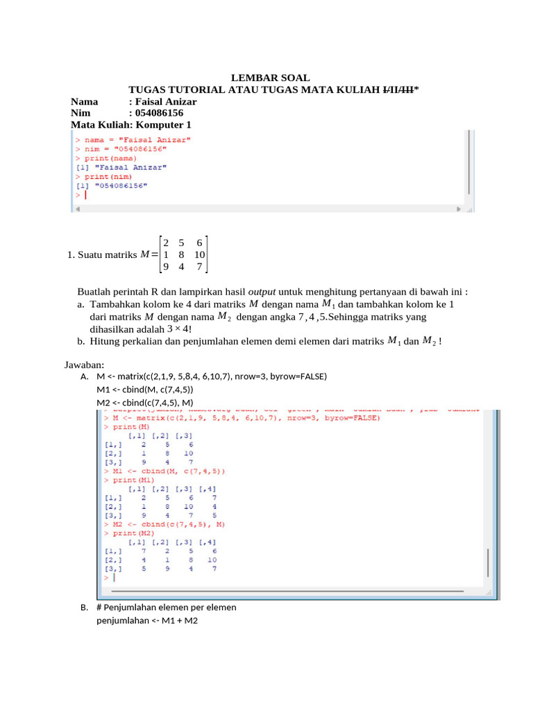 Tugas 2 Kompute 1 Faisal Anizar | PDF