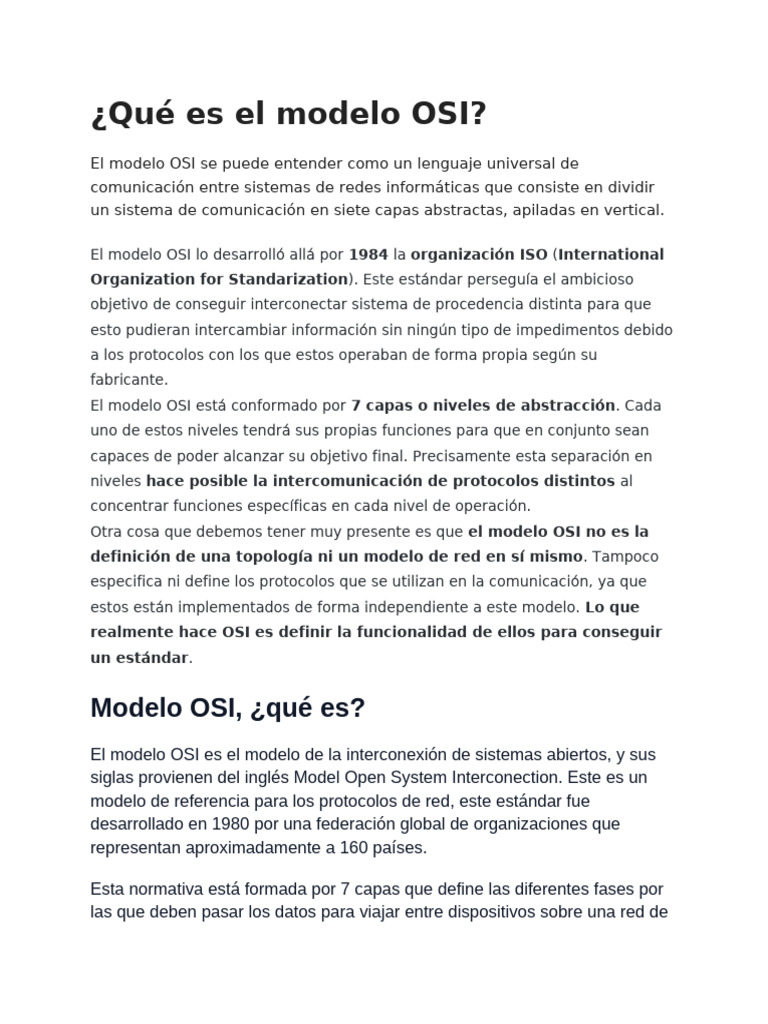 Qué Es El Modelo OSI | PDF | Modelo osi | Red de computadoras