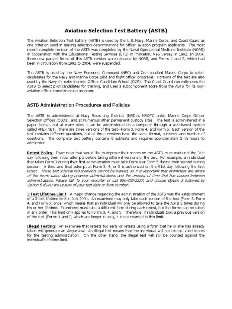 ASTB Scoring | PDF | Test (Assessment) | Armed Conflict