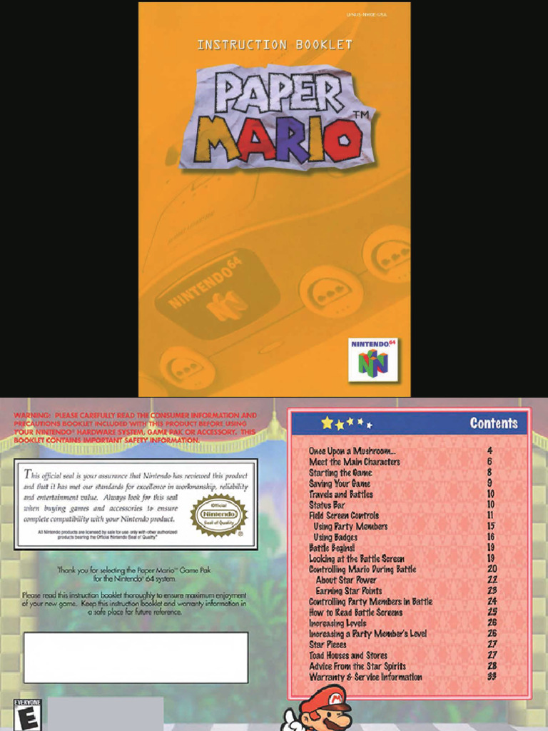 Paper Mario Nintendo 64 Manual America Version | PDF