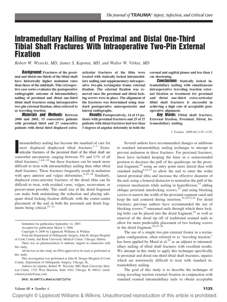 Intramedullary Nailing for Tibial Fractures | PDF | Knee | Anatomical ...