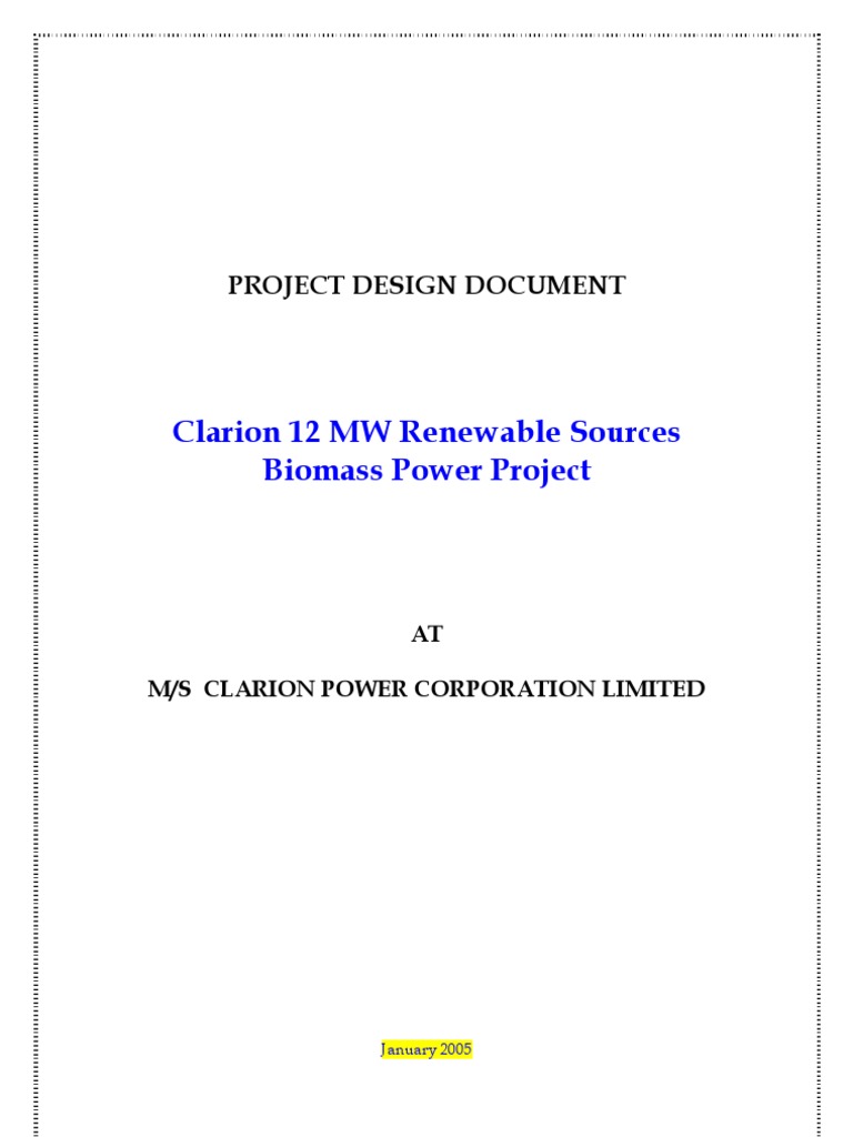 Project Design Document | PDF | Clean Development Mechanism | Renewable ...
