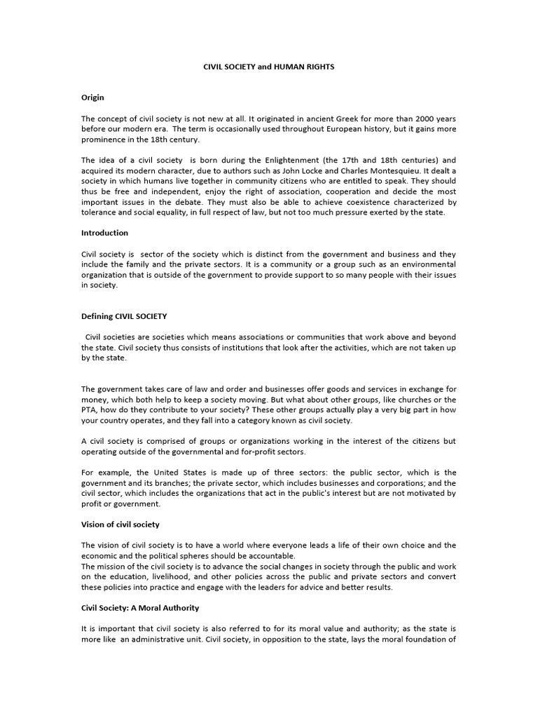 Role of Civil Society and Human Rights | PDF | Civil Society | Non ...