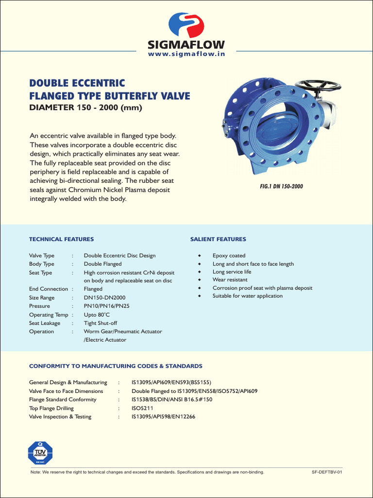 Double Eccentric Flanged Butterfly Valve | PDF | Valve | Metals