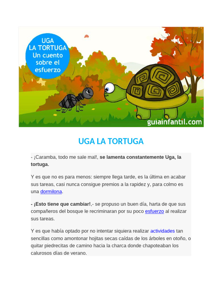 Uga la tortuga y el valor del esfuerzo | PDF