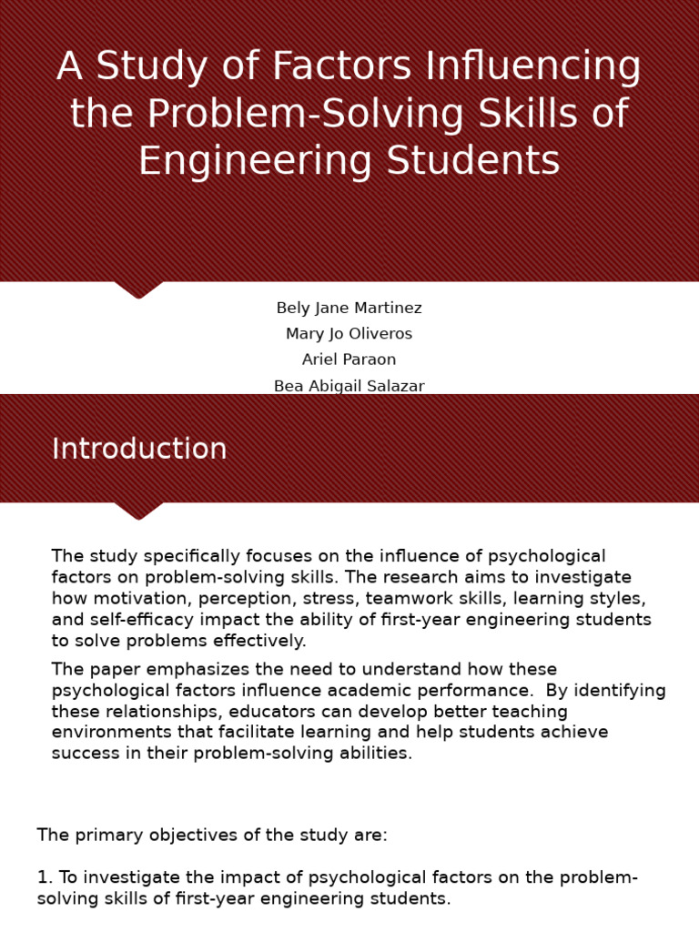 A Study of Factors Influencing The Problem-Solving Skills | PDF | Self ...