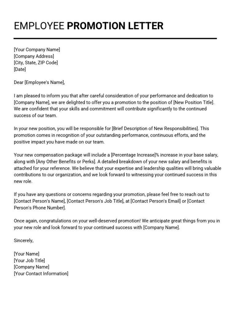 Employee Promotion Notification Letter | PDF