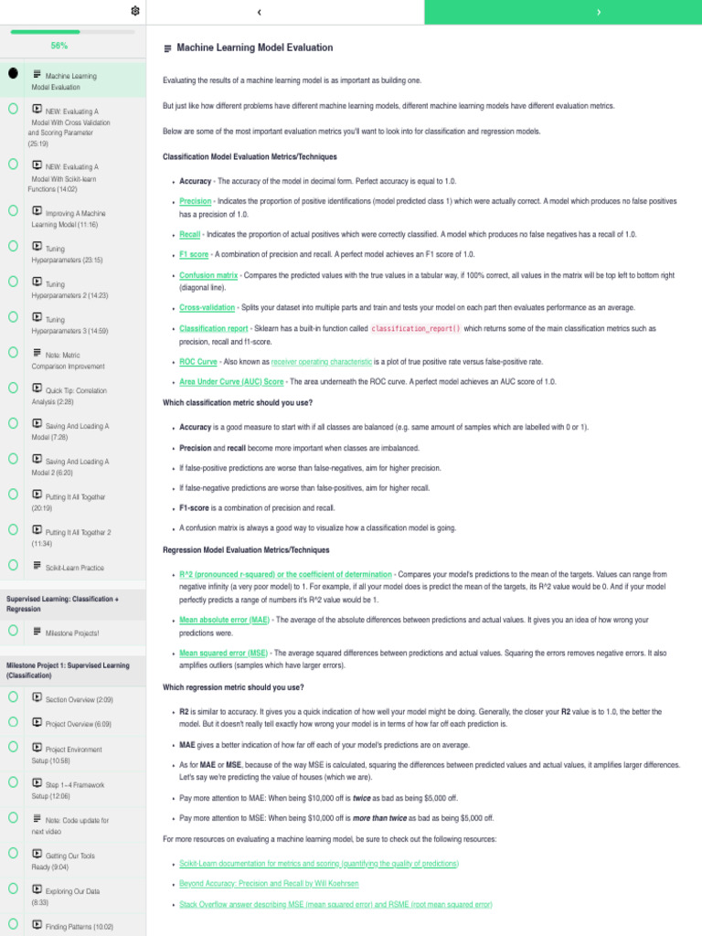 Machine Learning Model Evaluation - Zero To Mastery Academy | PDF ...