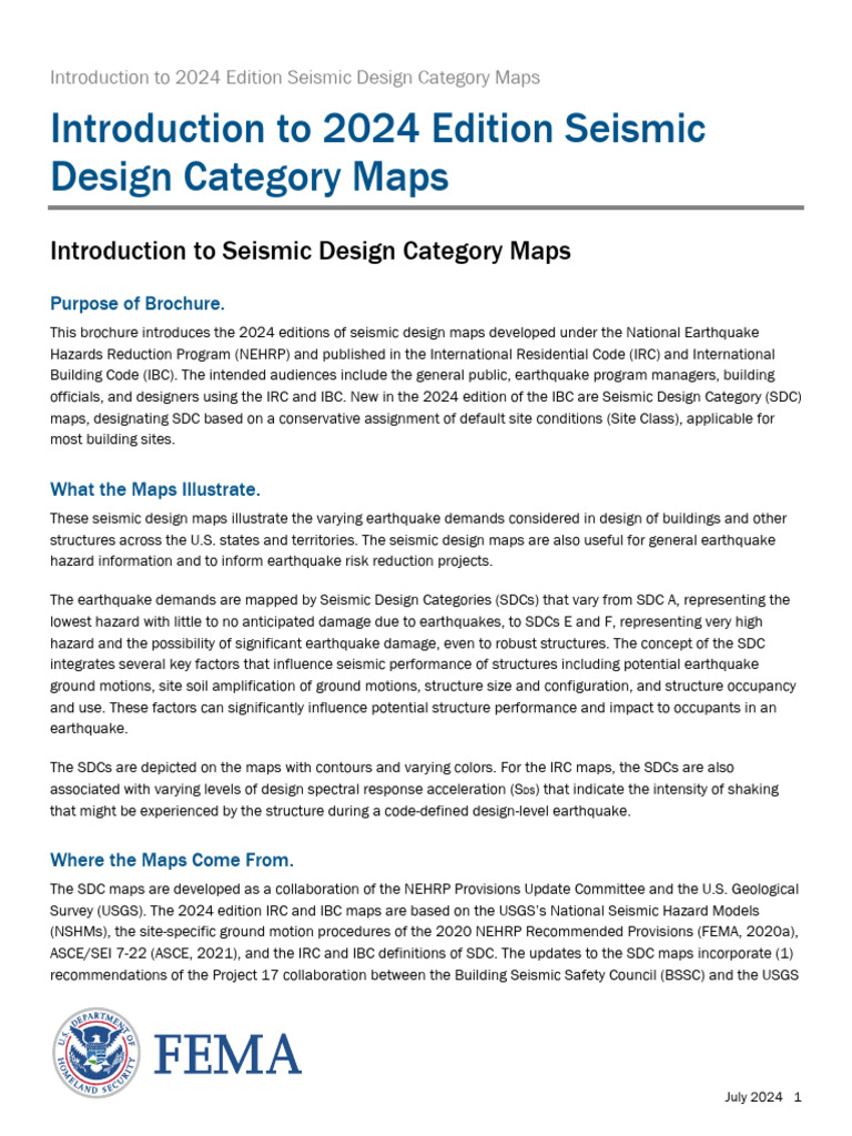 FEMA Fact Sheet SeismicDesignCategoryMaps July2024 | PDF | Contiguous ...