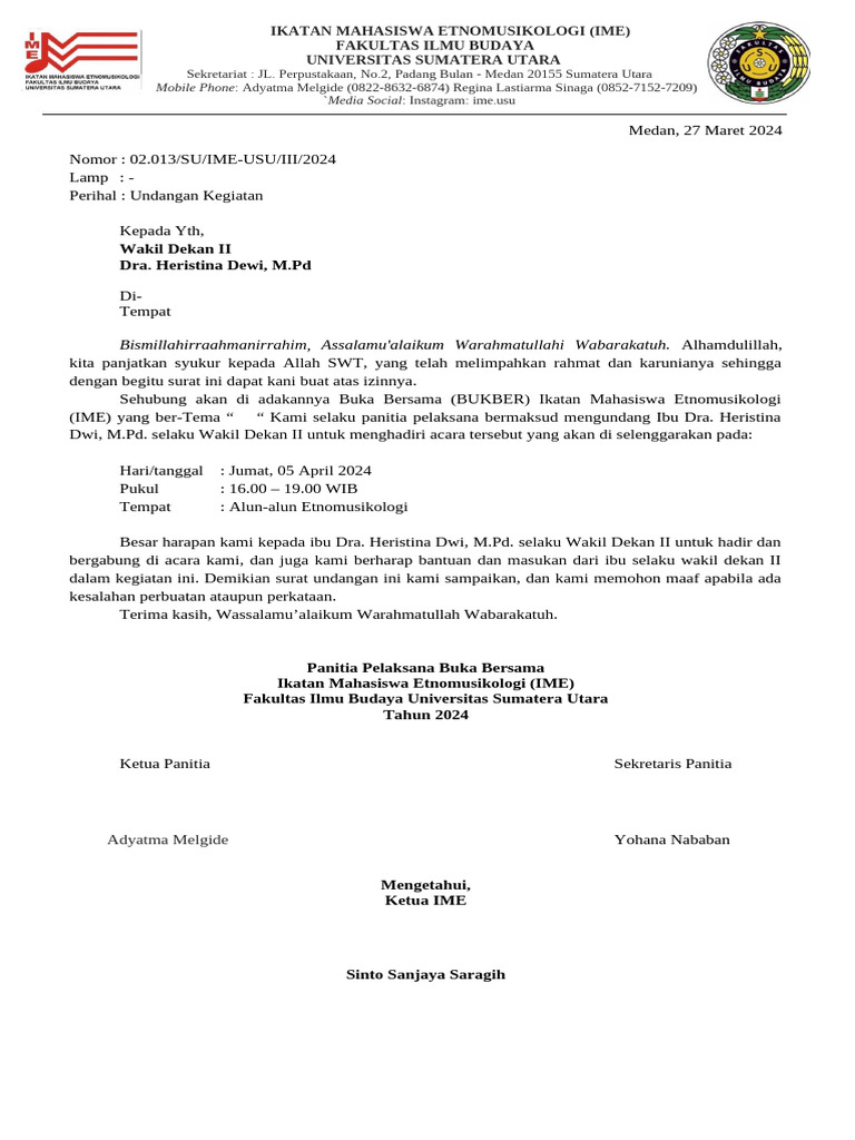 Surat Undangan BUKBER 2024 | PDF