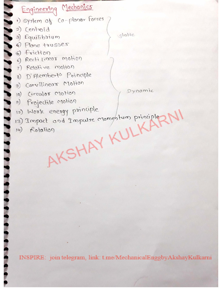 Engineering Mechanics Notes | PDF